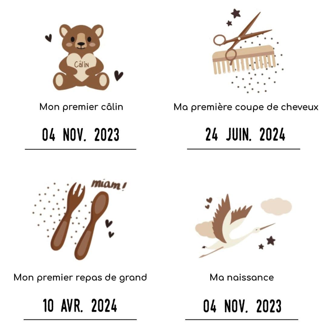 Affiche "Mes Premières Fois" à tamponner (Modèle Ourson) – Keep'Love